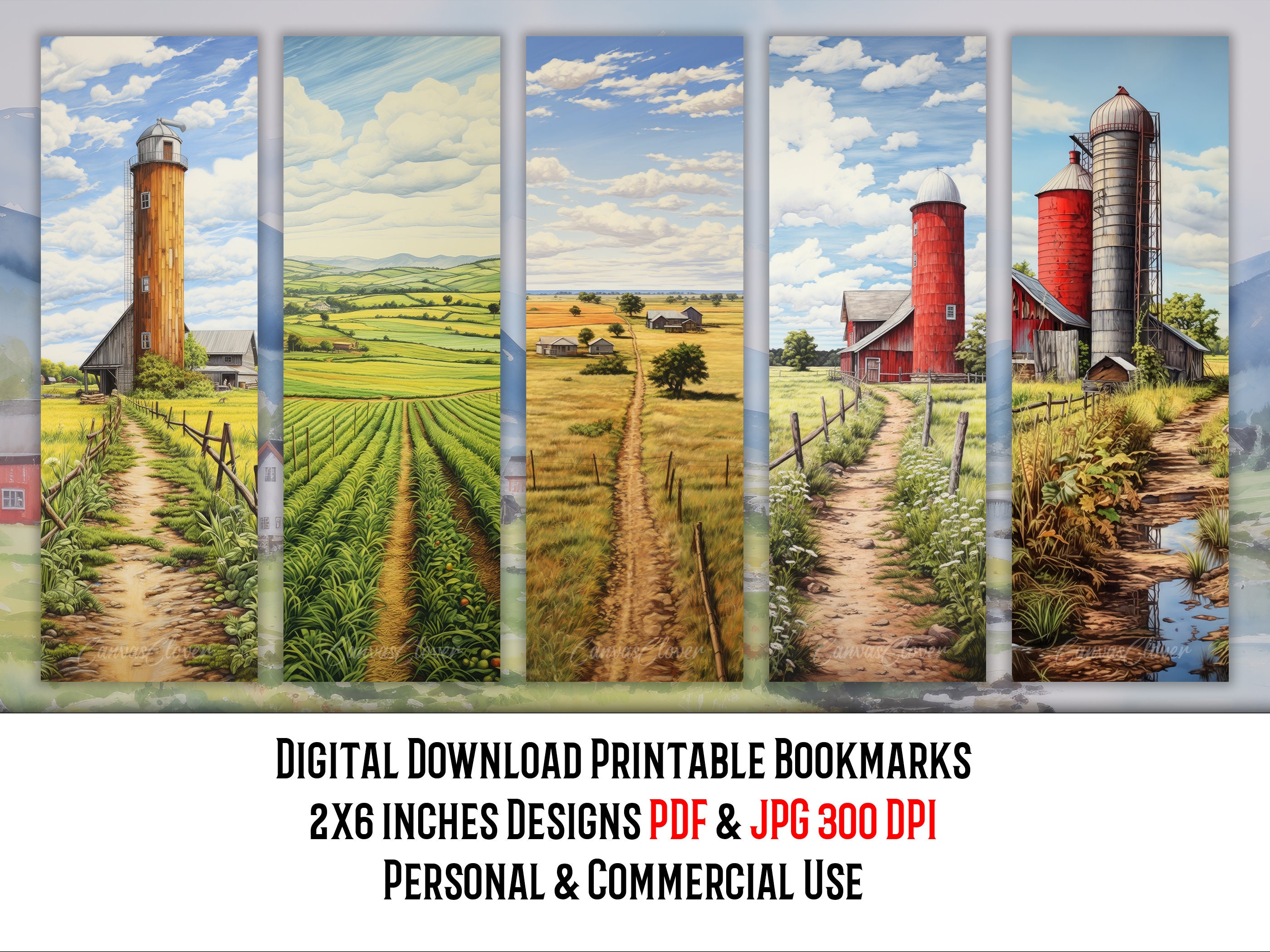 20 Country Farm Printable Bookmark Bundle, Sublimation Design ...