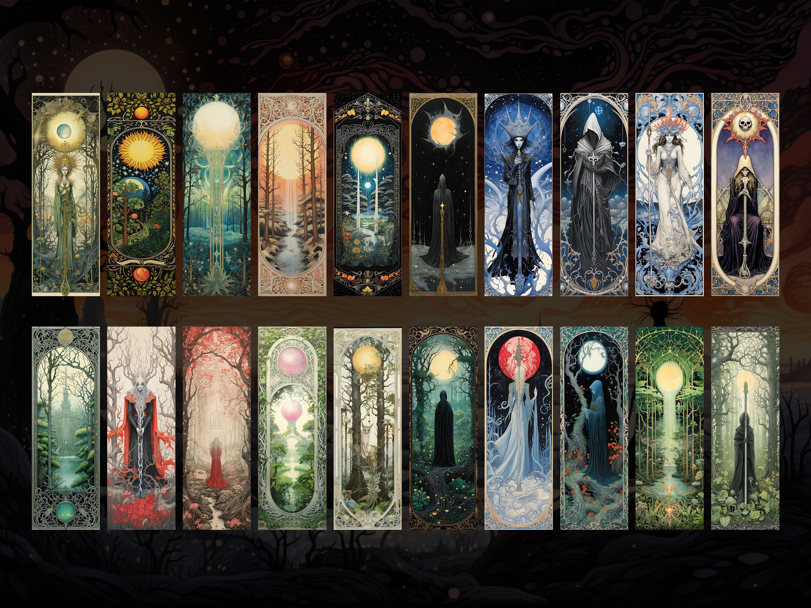 100 Tarot Card Printable Bookmarks Watercolor Bundle, Print & Cut ...