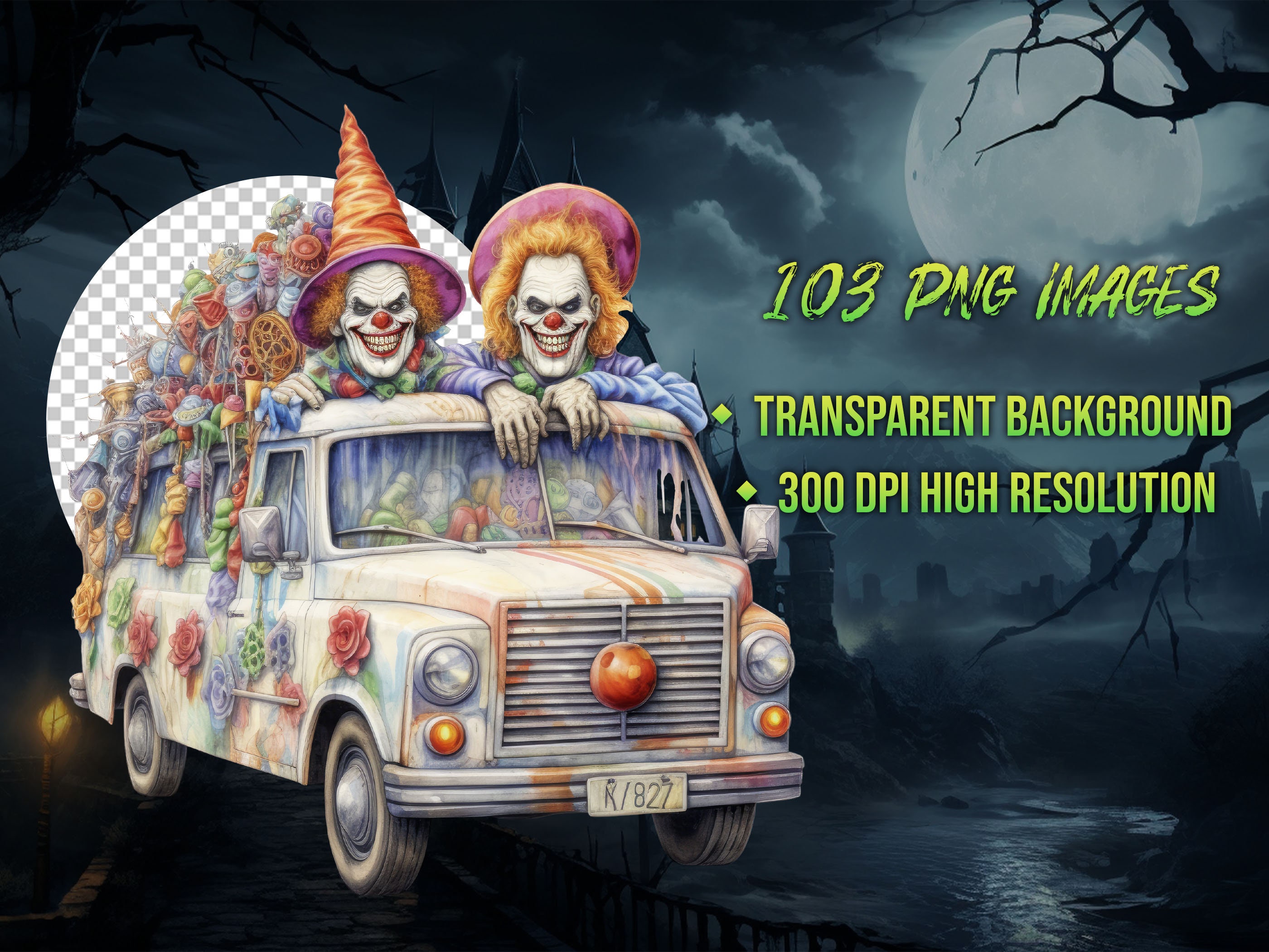 Halloween Creepy Circus Clown Bundle - 103 Png,clown Images,spooky ...