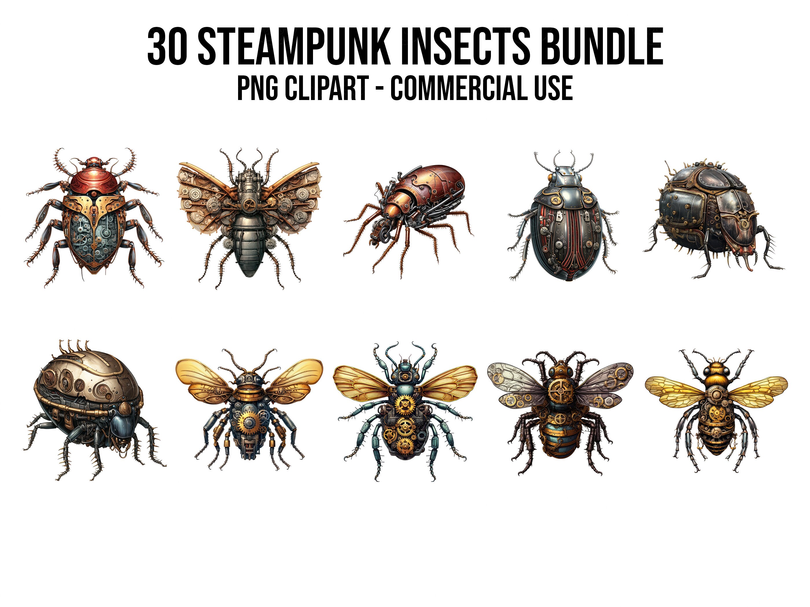 Steampunk Insects Bundle Gothic Academia PNG Paper Crafts - Etsy