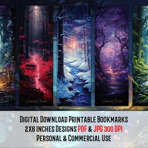 20 Magical Forest Bookmarks, Printable Bookmark Bundle, Sublimation ...