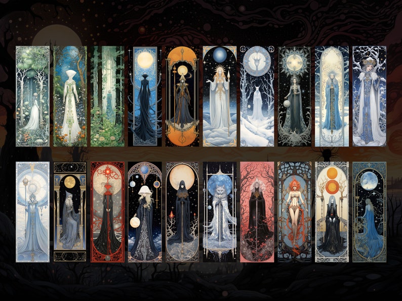 100 Tarot Card Printable Bookmarks Watercolor Bundle, Print & Cut ...