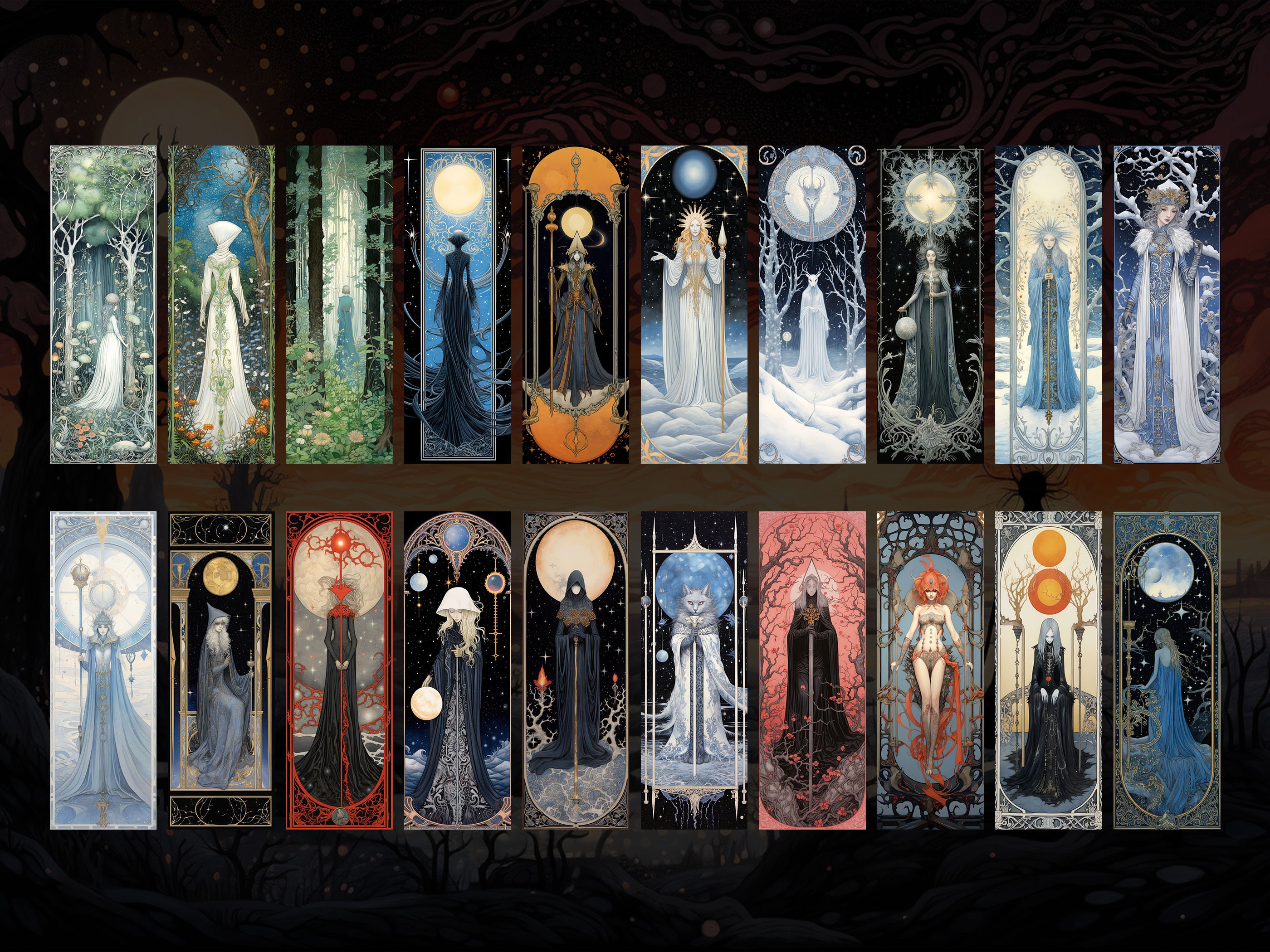 100 Tarot Card Printable Bookmarks Watercolor Bundle, Print & Cut ...