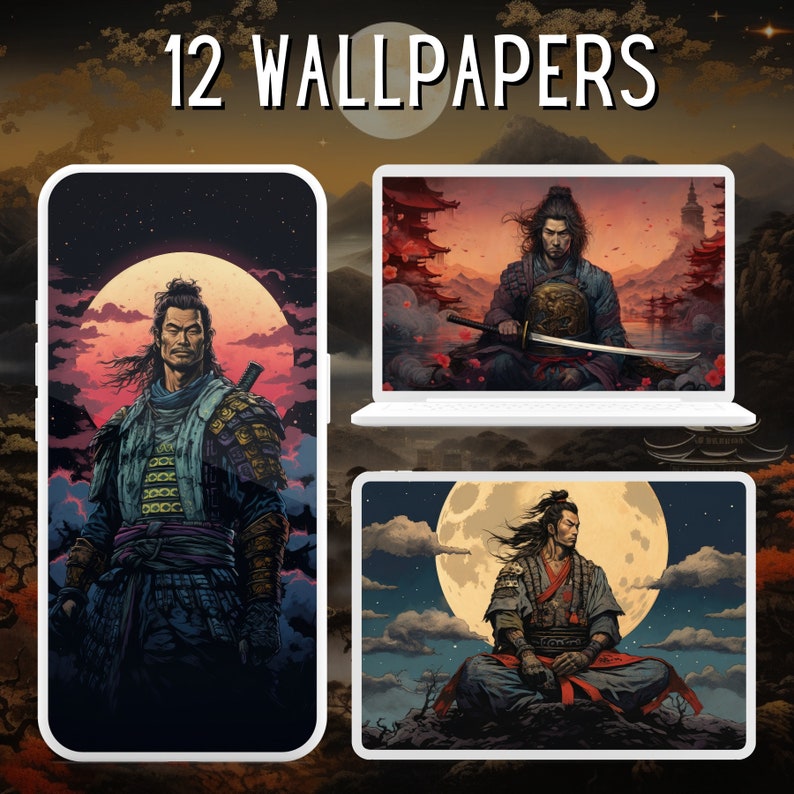 12 Male Japanese Samurai Wallpaper Bundle Wallpaper Clipart Desktop ...