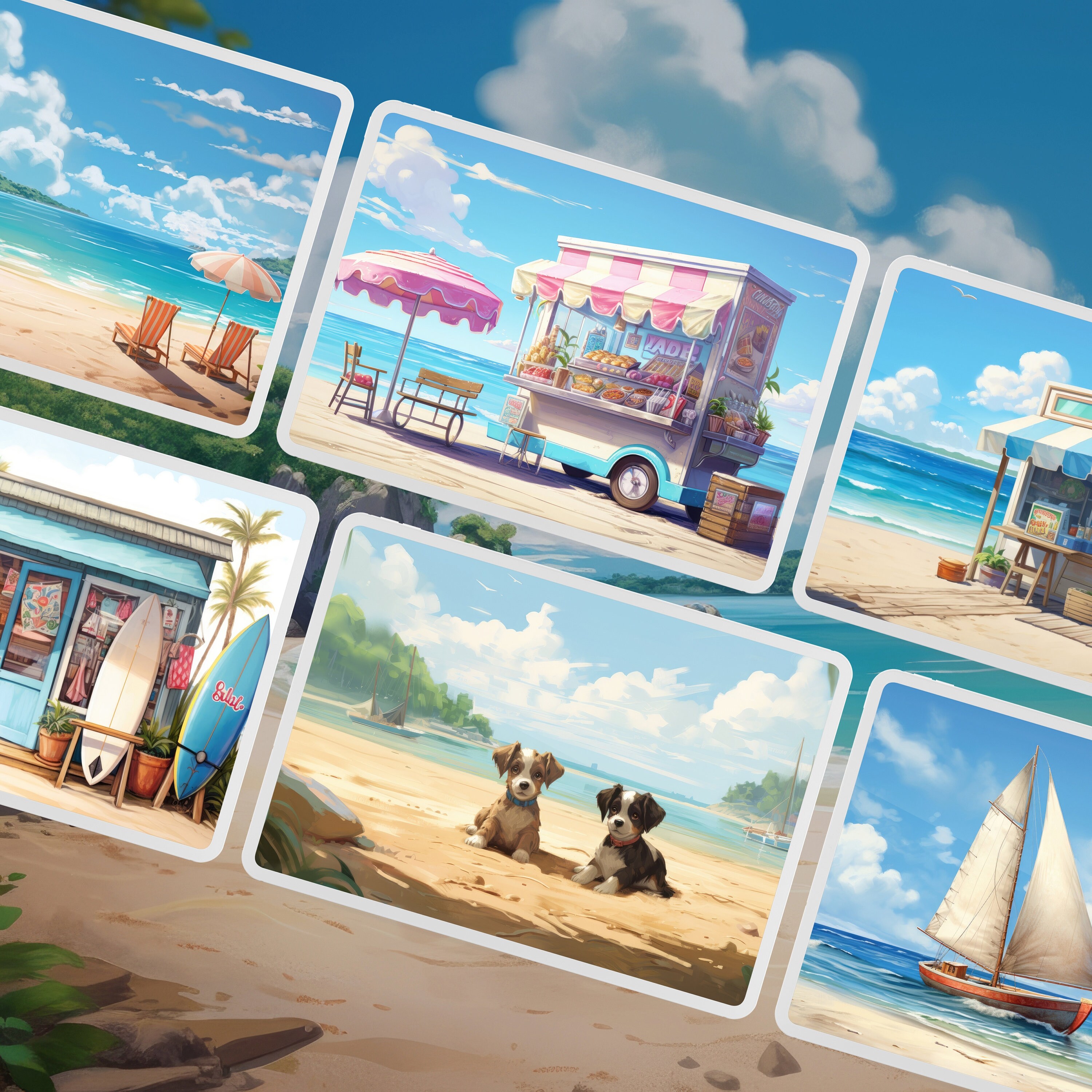 12 Summer Beach Wallpaper Bundle, Ocean Wallpaper, Desktop Wallpaper ...