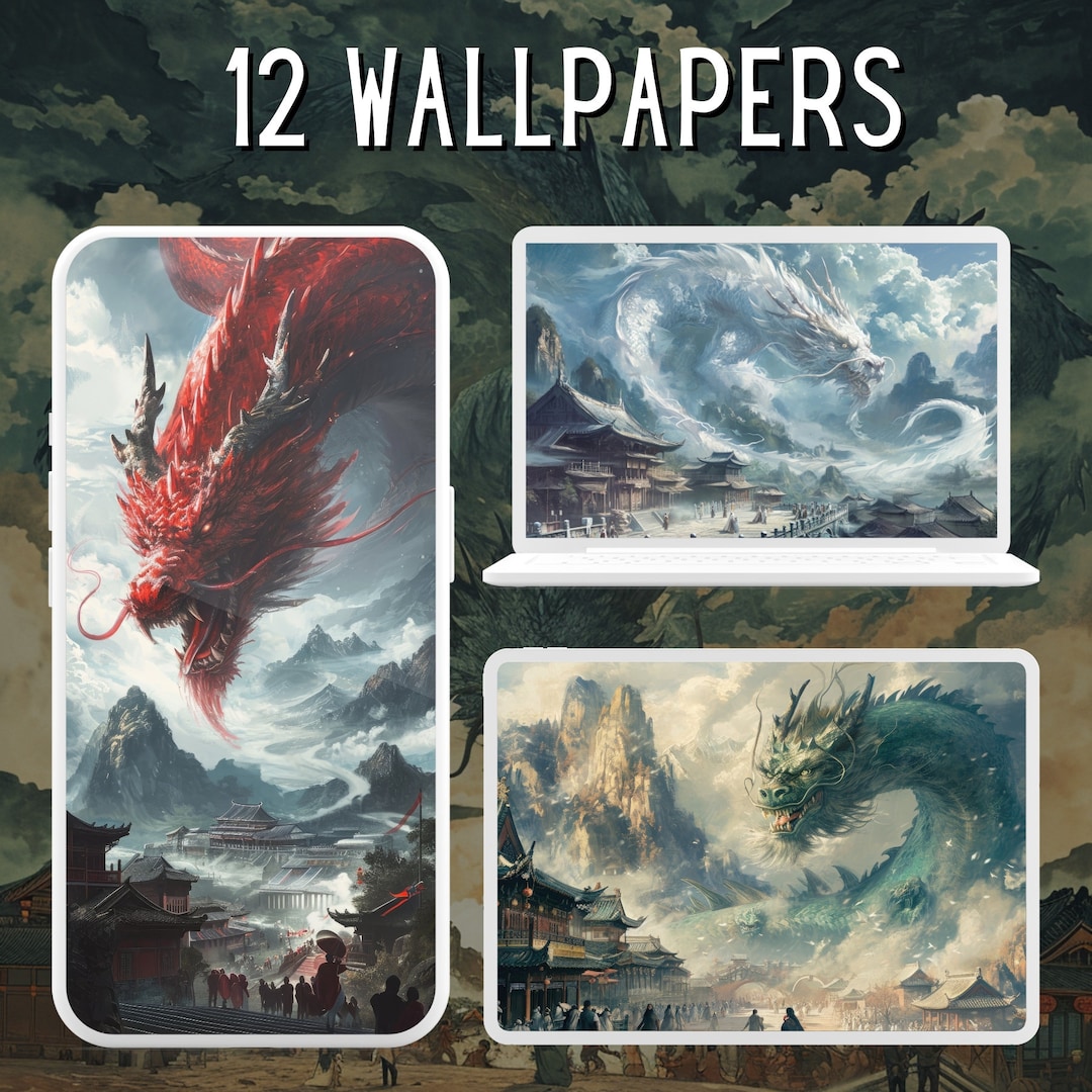 12 Chinese Dragon Wallpaper Bundle Fantasy Wallpaper Desktop 4K ...