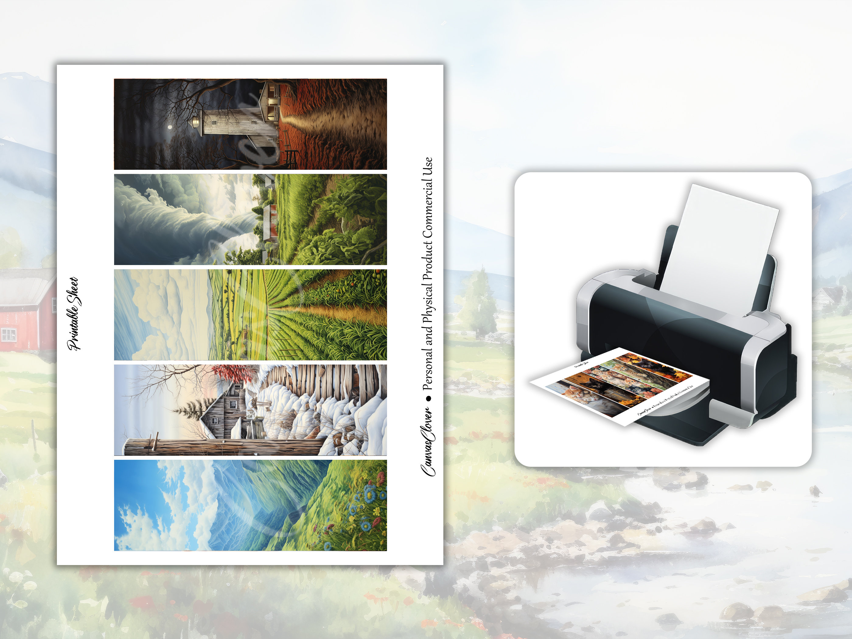 20 Country Farm Printable Bookmark Bundle, Sublimation Design ...