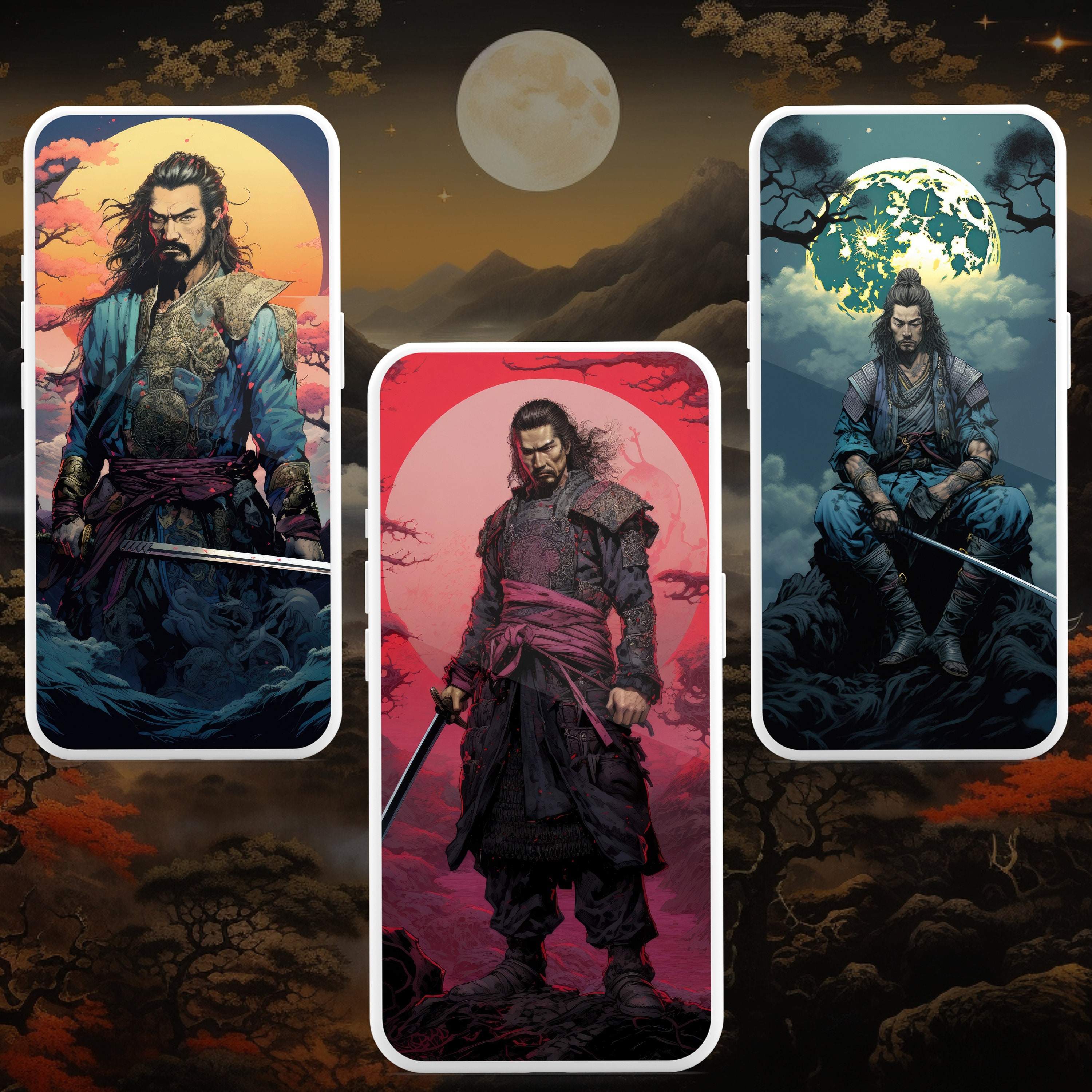 12 Male Japanese Samurai Wallpaper Bundle Wallpaper Clipart Desktop ...