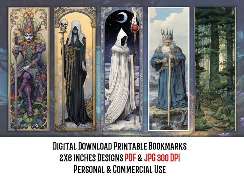 20 Tarot Card Themed Printable Bookmark Bundle, Sublimation Design ...
