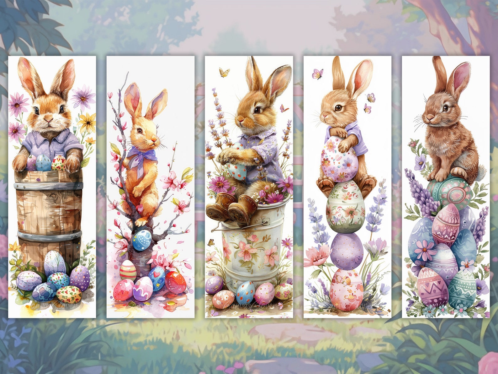 20 Cute Easter Bunny Bookmark Bundle, Sublimation Design, Holiday ...