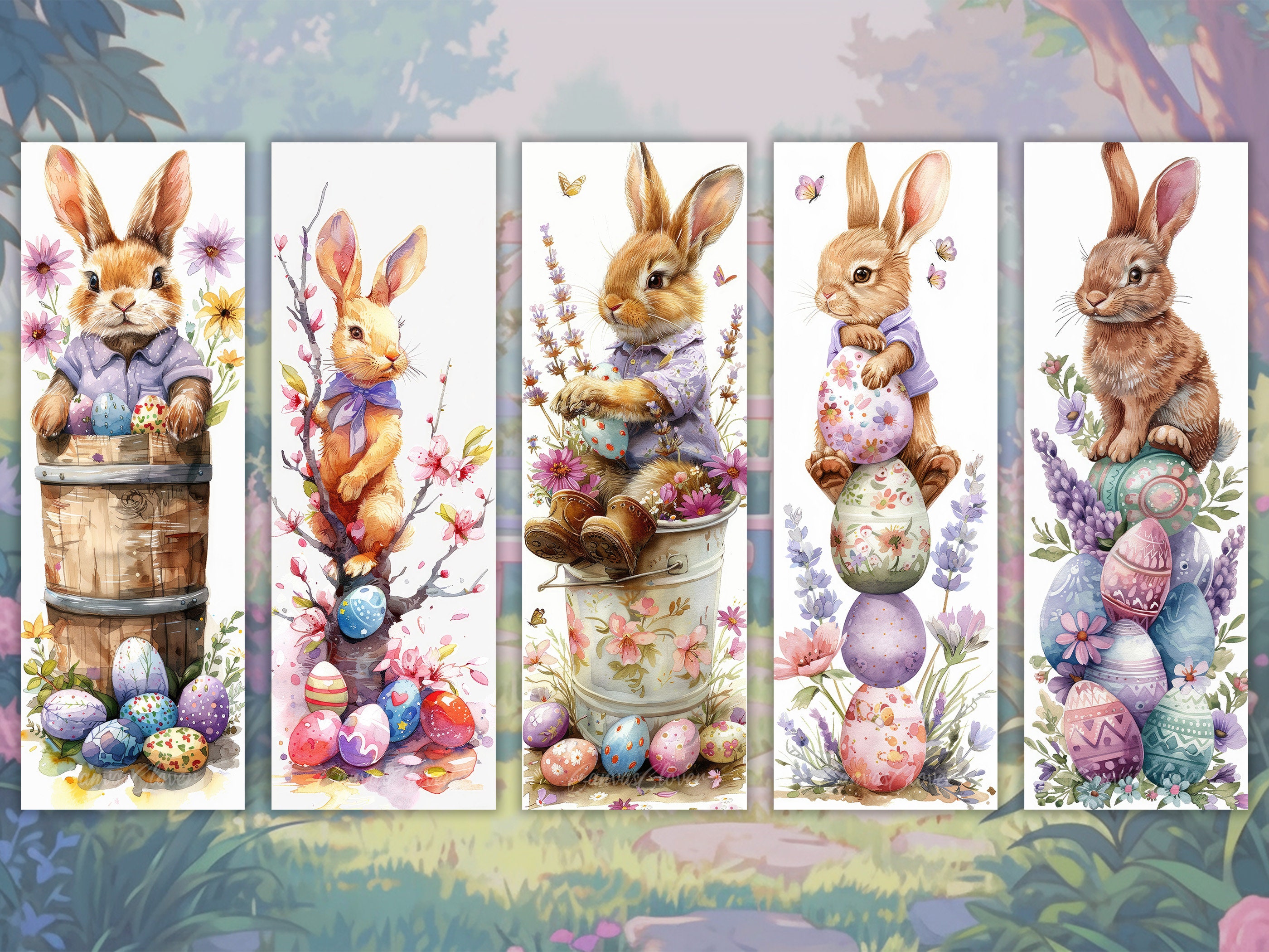 20 Cute Easter Bunny Bookmark Bundle, Sublimation Design, Holiday ...
