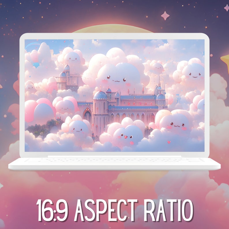 12 Pastel Kawaii Clouds Wallpaper Bundle, Pastel Wallpaper, Desktop ...