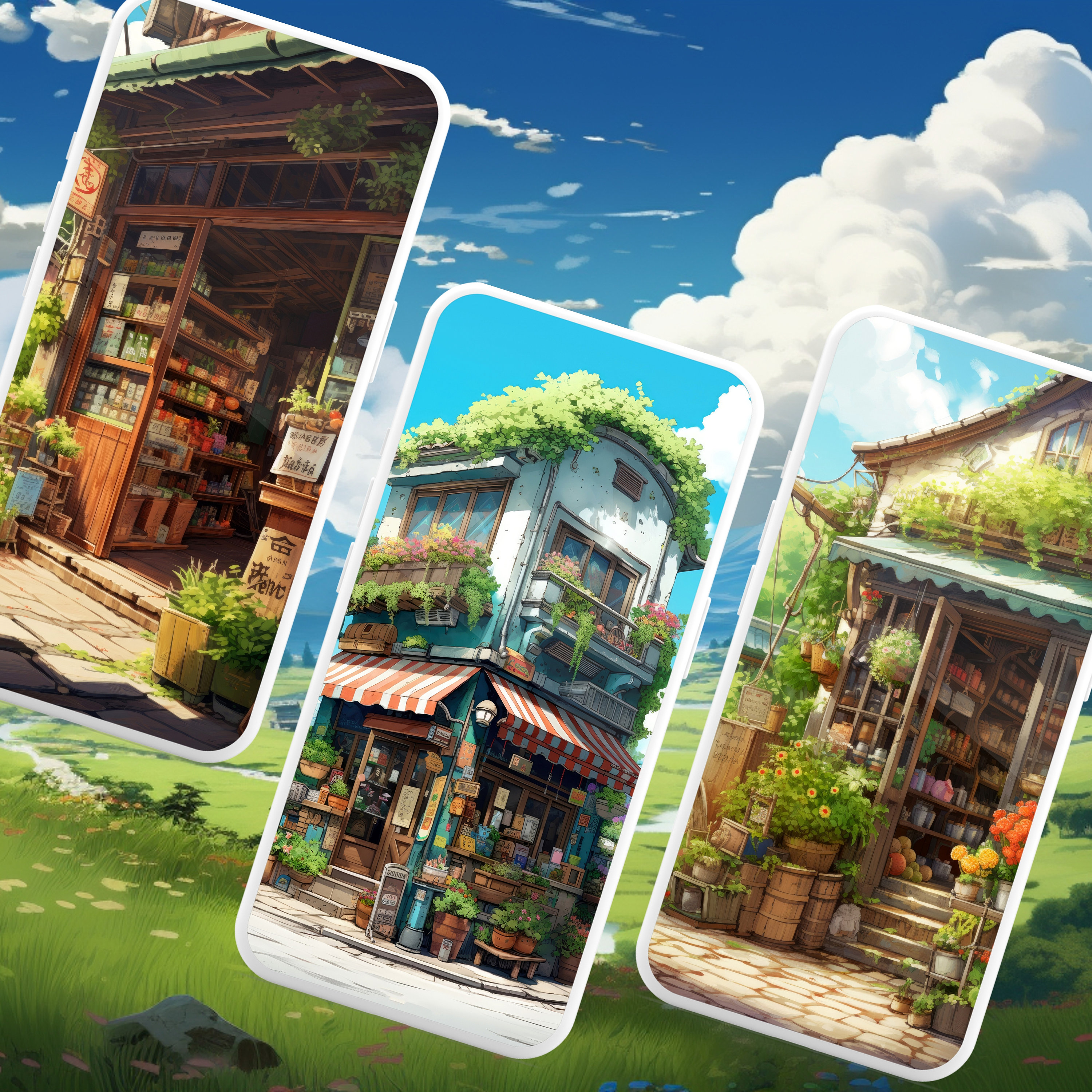 12 Japanese Shops Wallpaper Bundle, Studio Ghibli, Desktop Wallpaper ...