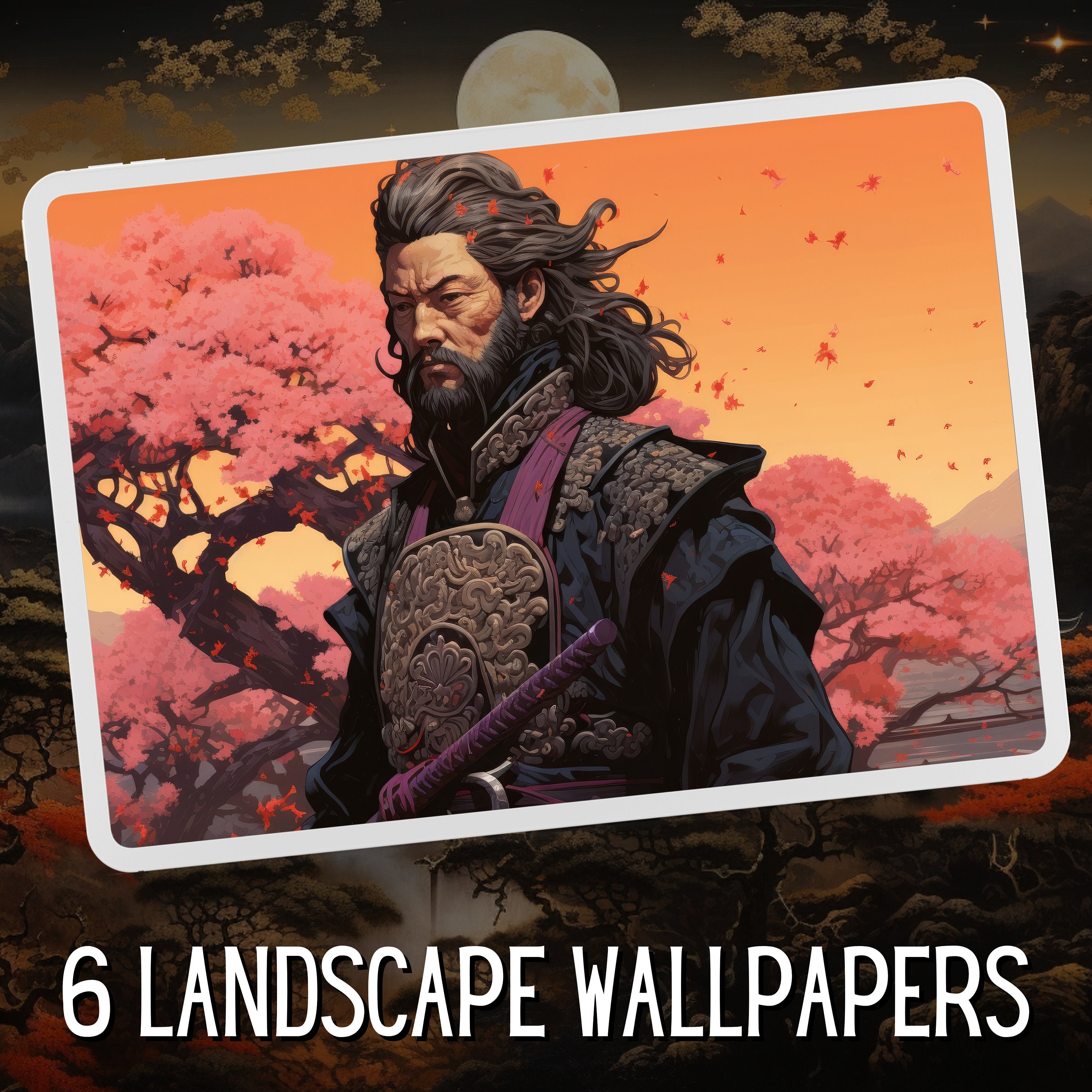 12 Male Japanese Samurai Wallpaper Bundle Wallpaper Clipart Desktop ...