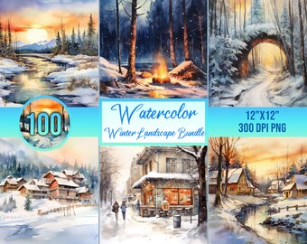 100 Summer Landscape Bundle, Watercolor Landscapes, Digital Art ...