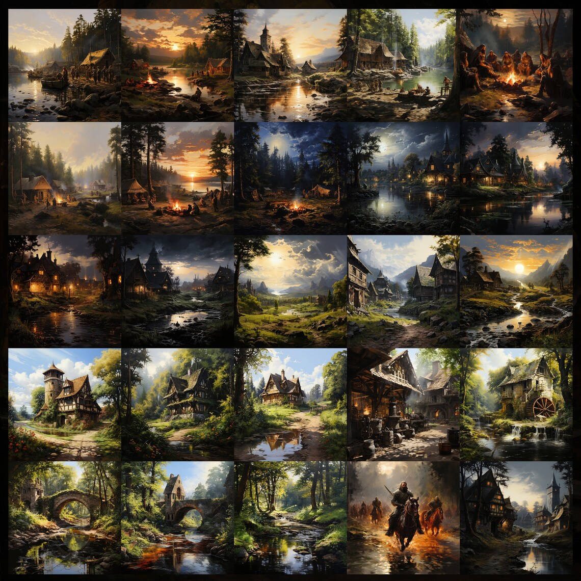 50 Summer Viking Scene Bundle Oil Painting Digital Art Medieval Dark ...