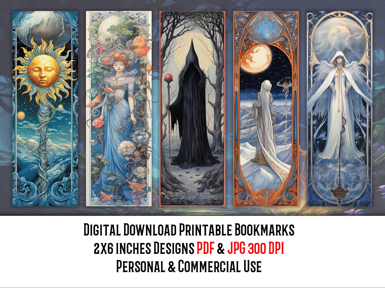 20 Tarot Card Themed Printable Bookmark Bundle, Sublimation Design ...