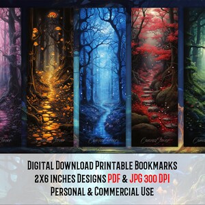20 Magical Forest Bookmarks, Printable Bookmark Bundle, Sublimation ...