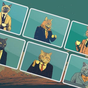 12 Retro Vintage Cats Wallpaper Bundle Landscape Wallpaper Desktop ...