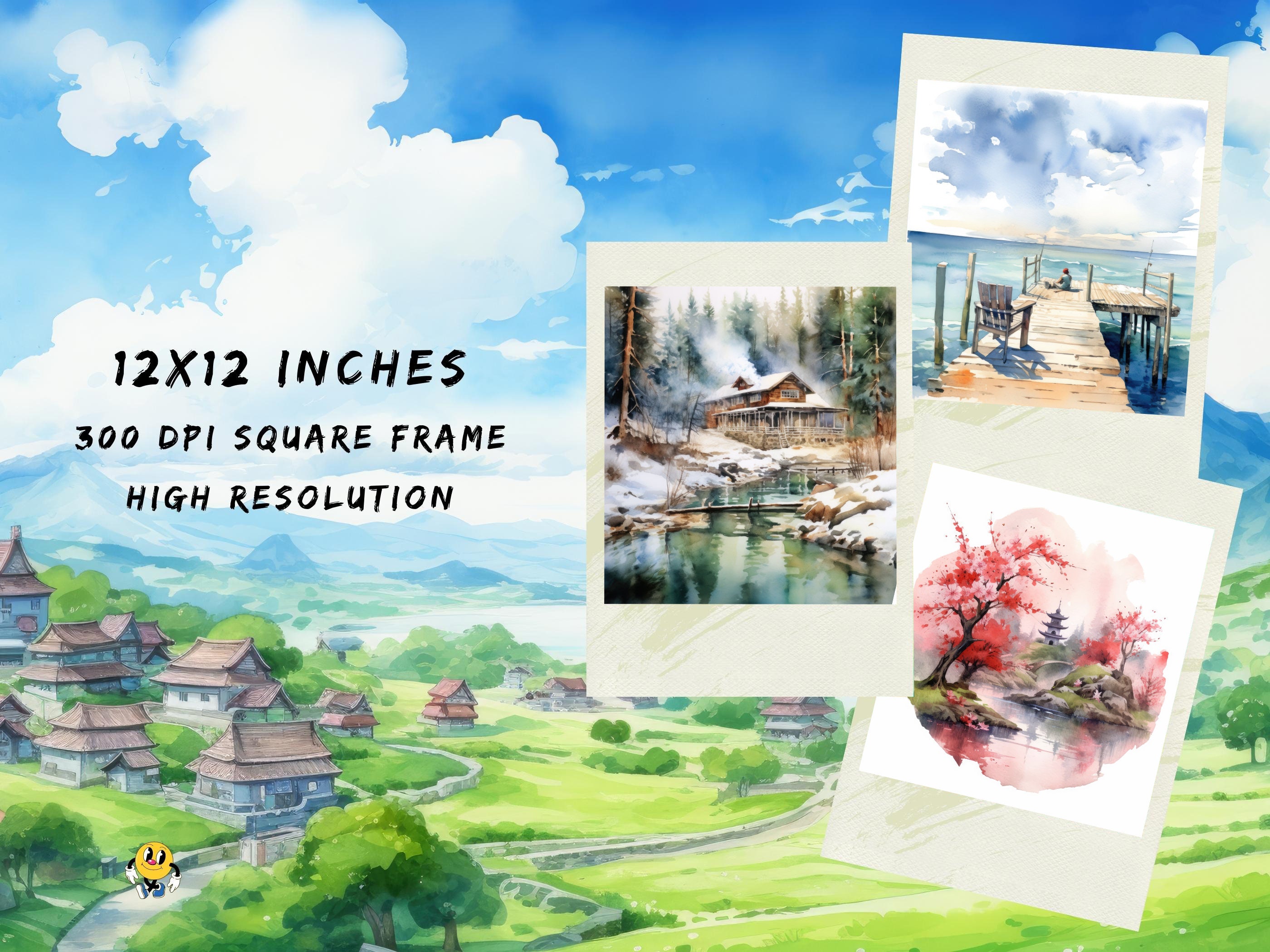 100 Summer Landscape Bundle, Watercolor Landscapes, Digital Art ...