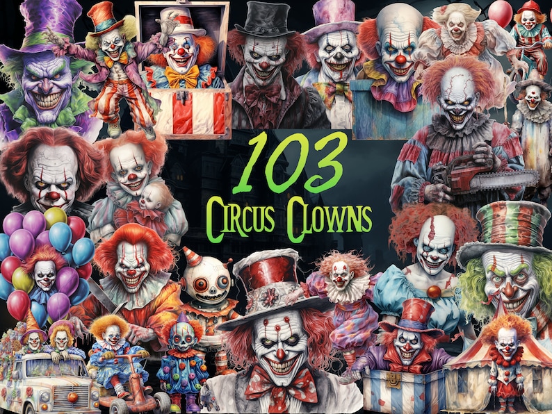 Halloween Creepy Circus Clown Bundle - 103 Png,clown Images,spooky ...