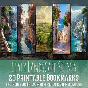 20 Beautiful Italian Landscape Scenes Bookmark Bundle, Sublimation ...
