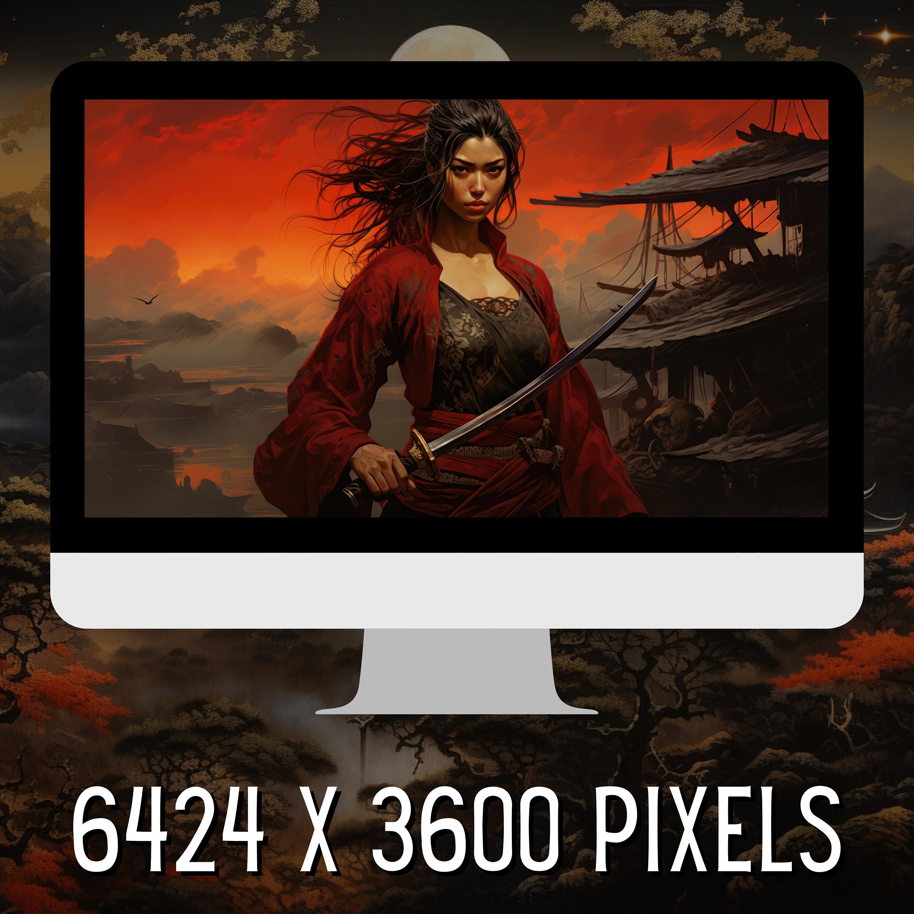 12 Female Japanese Samurai Wallpaper Bundle Wallpaper Clipart Desktop ...