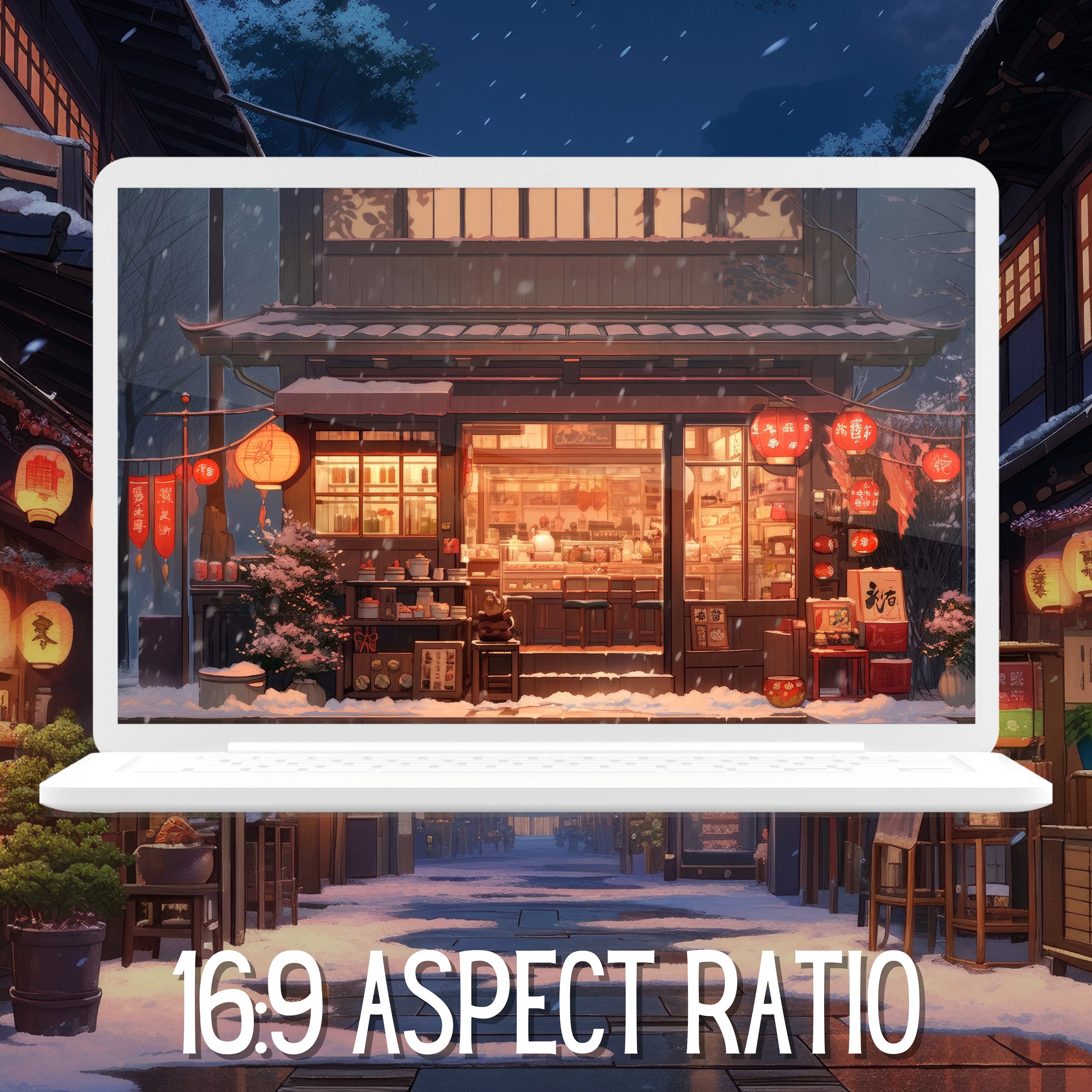 12 Japanese Christmas Shops Wallpaper Bundle, Holiday Wallpaper, Studio ...