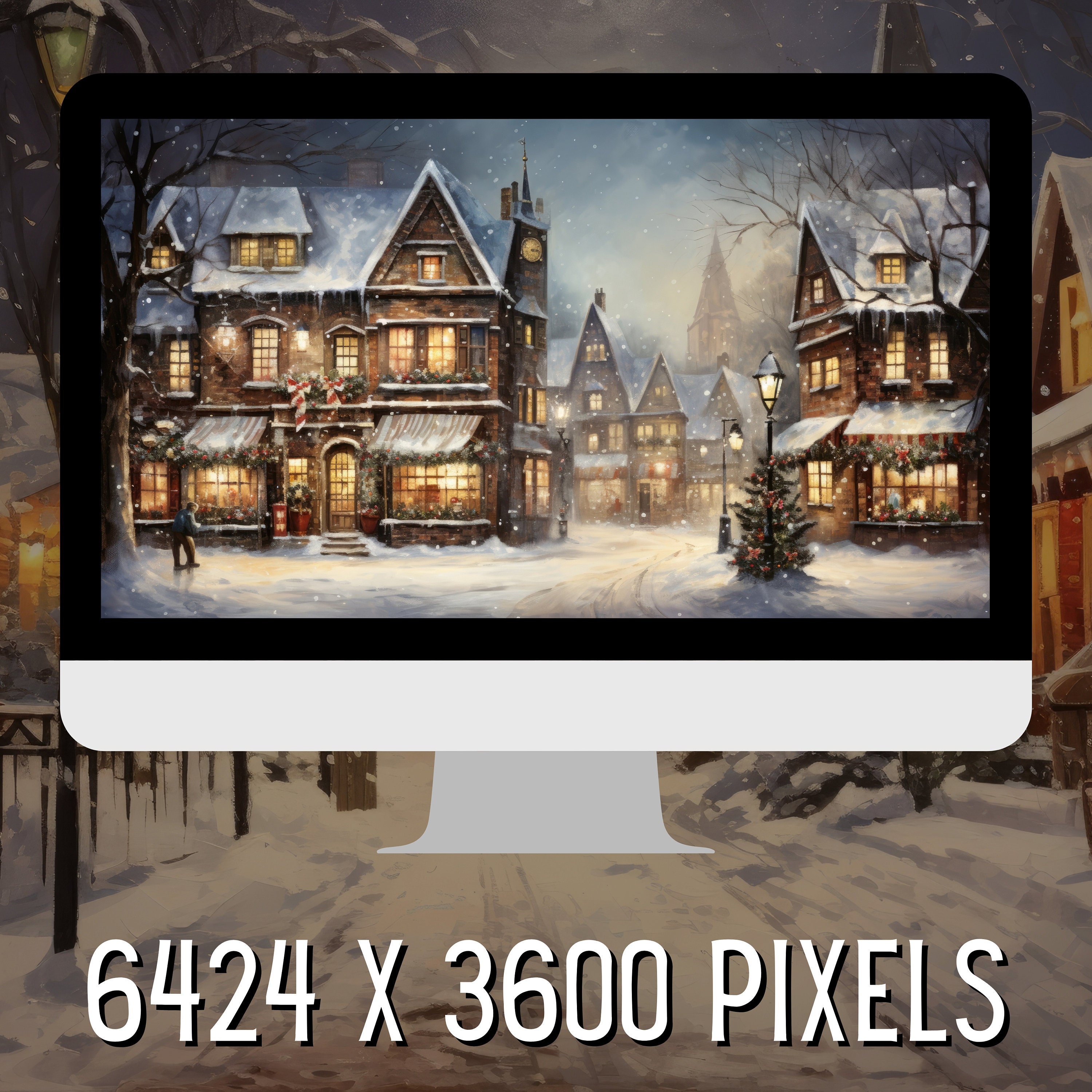 12 Quaint Christmas Village Wallpaper Bundle Landscape Wallpaper ...