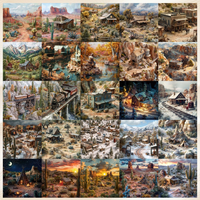 Wild West Scenes – 50 Tilt-shift Photography Art (digital Download) - Etsy