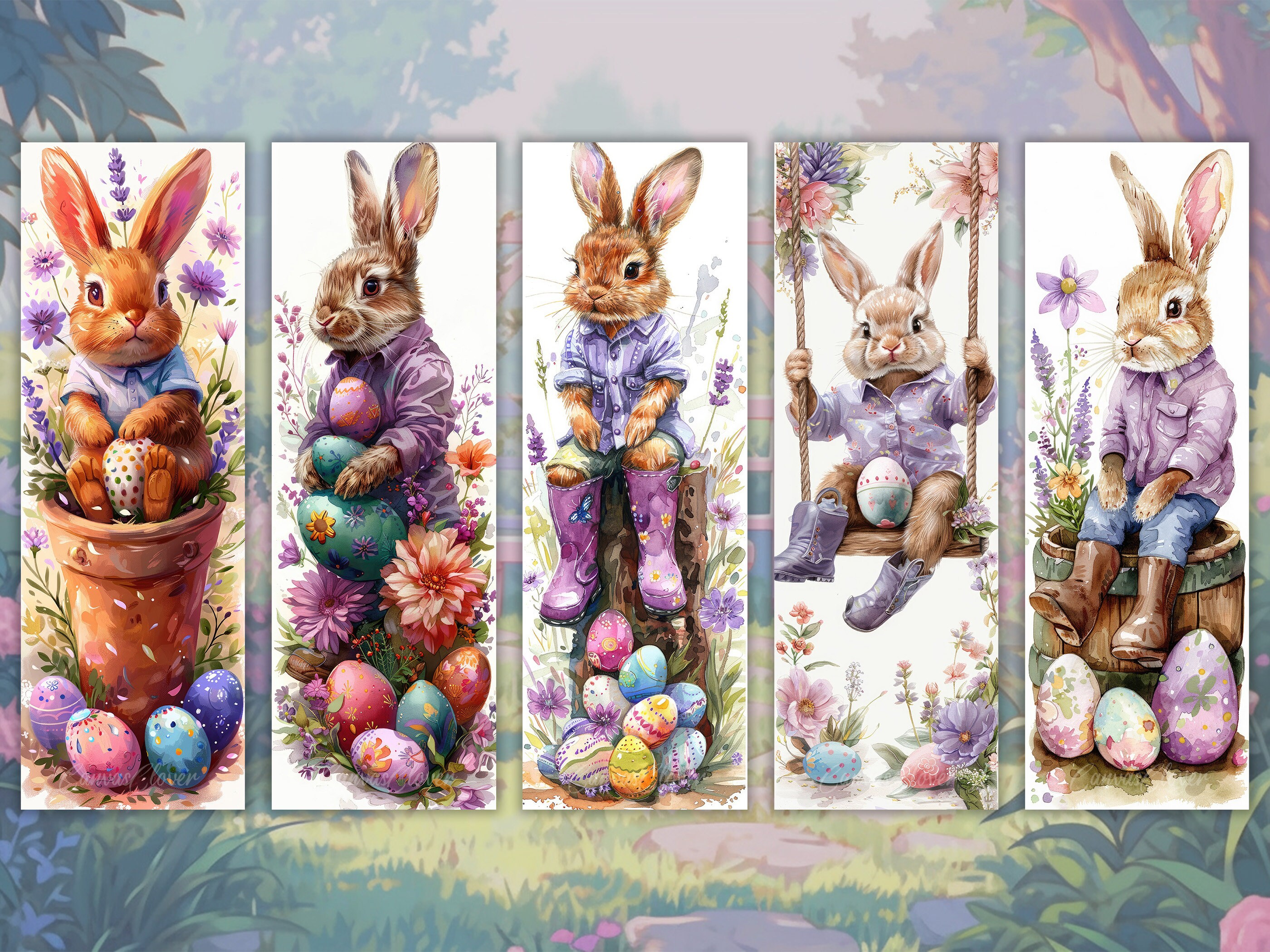 20 Cute Easter Bunny Bookmark Bundle, Sublimation Design, Holiday ...