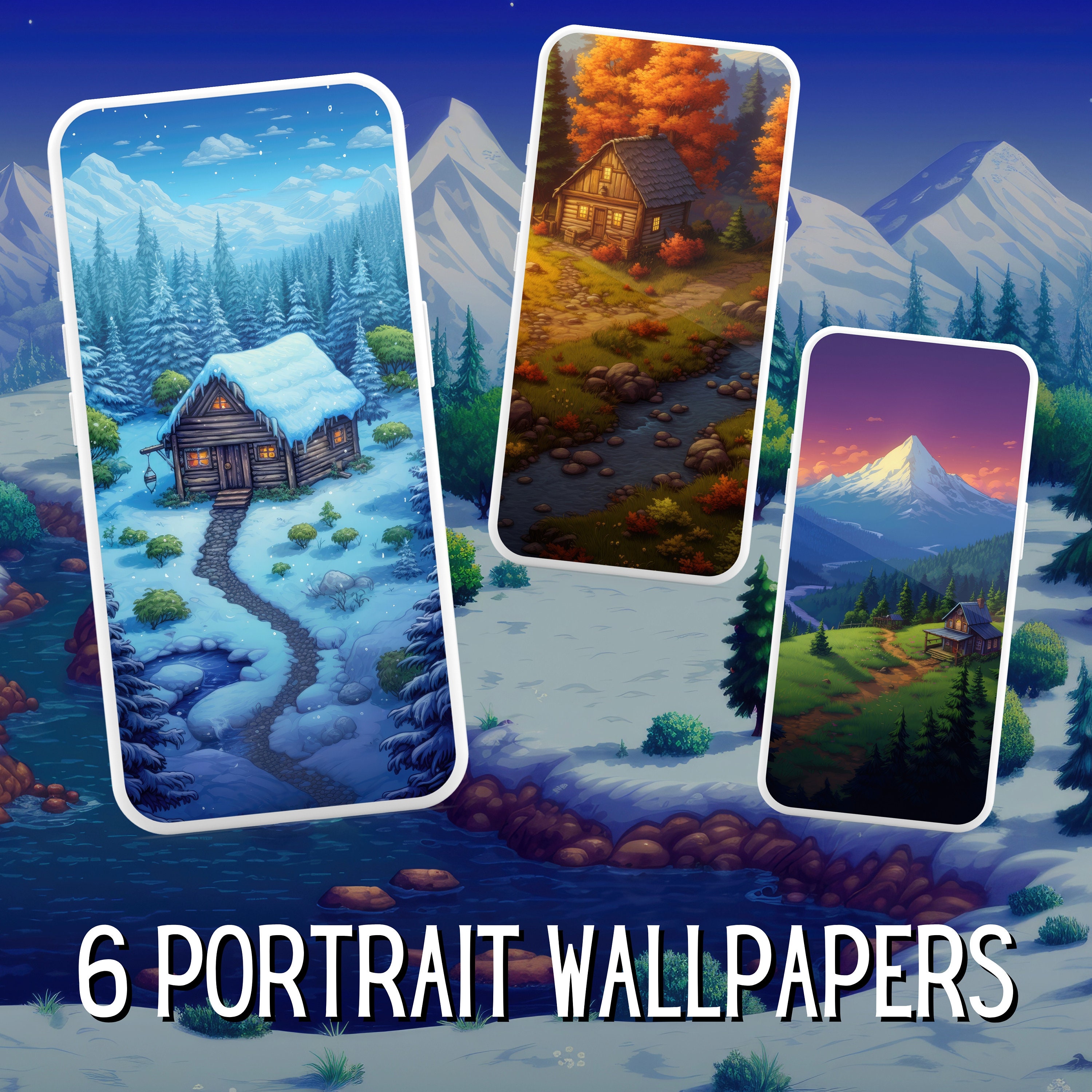 Stardew Valley Landscape Wallpaper Bundle, Summer Clipart (digital ...