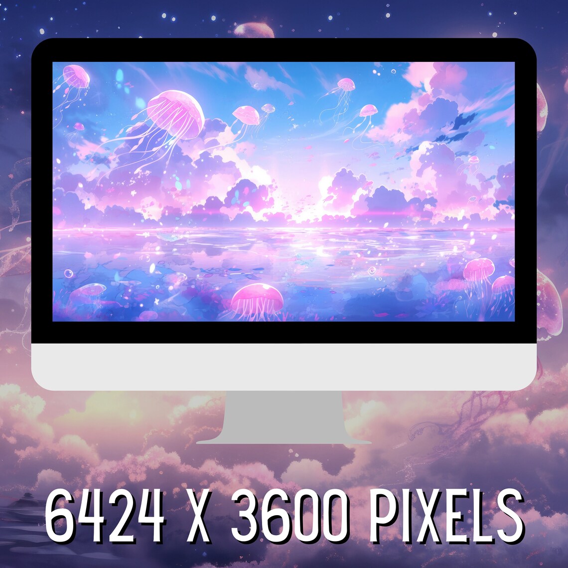 12 Pastel Jellyfish Wallpaper Bundle, Magical Forest Wallpaper, Desktop ...