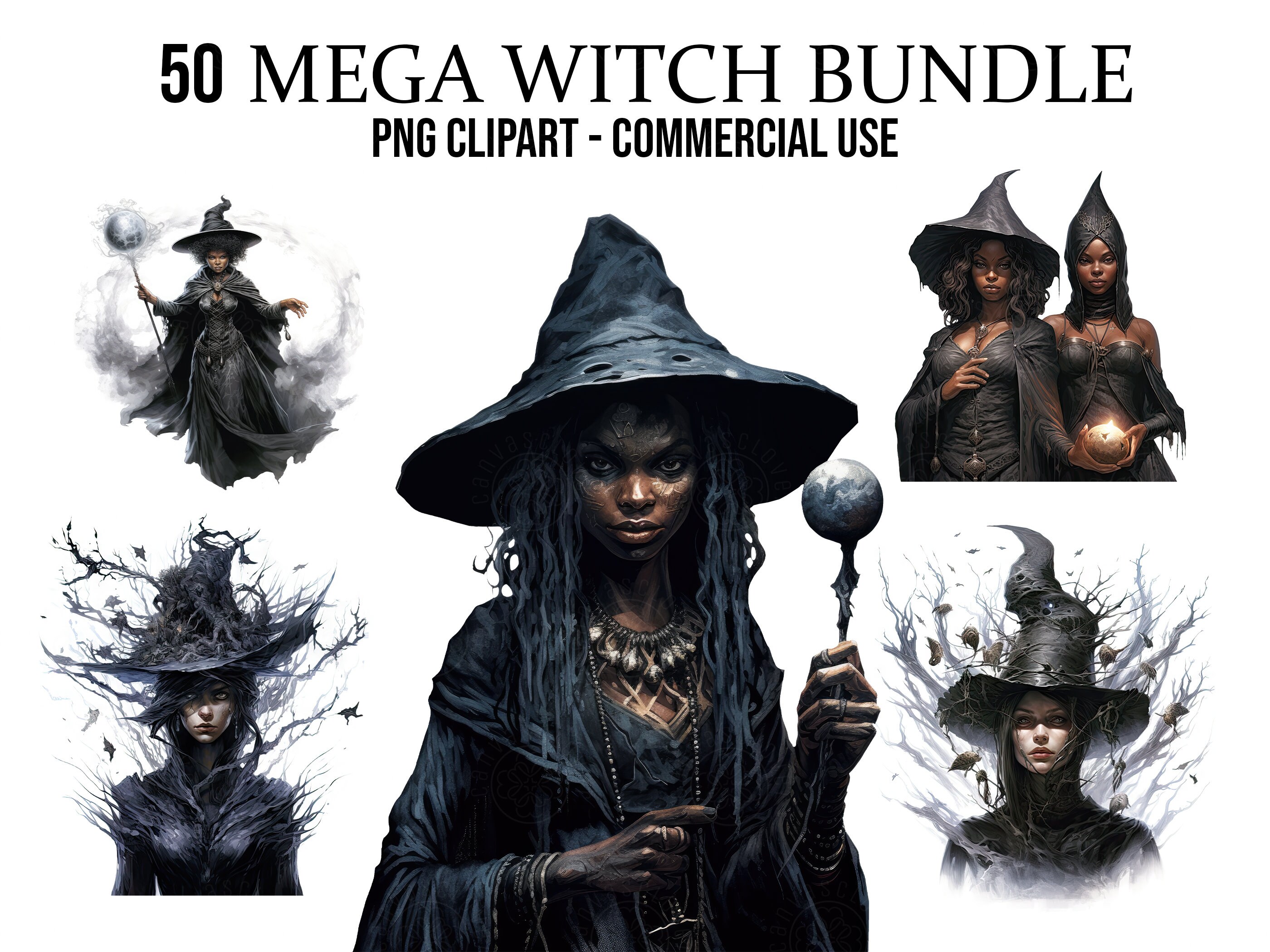 MEGA Witch Bundle Clipart, Gothic, Witches, PNG, Paper Crafts ...