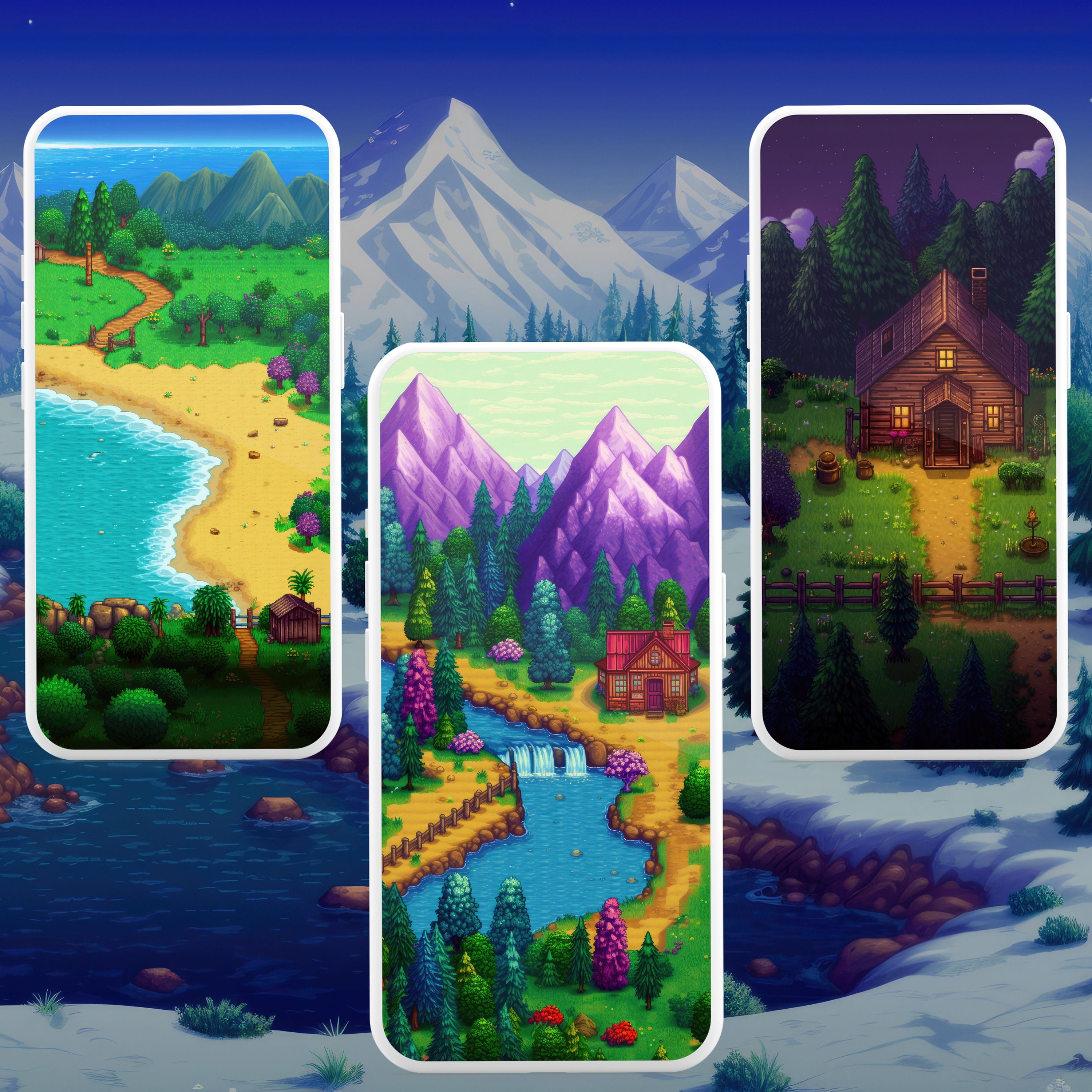 12 Stardew Valley Landscape Wallpaper Bundle Game Wallpaper Gift Summer ...