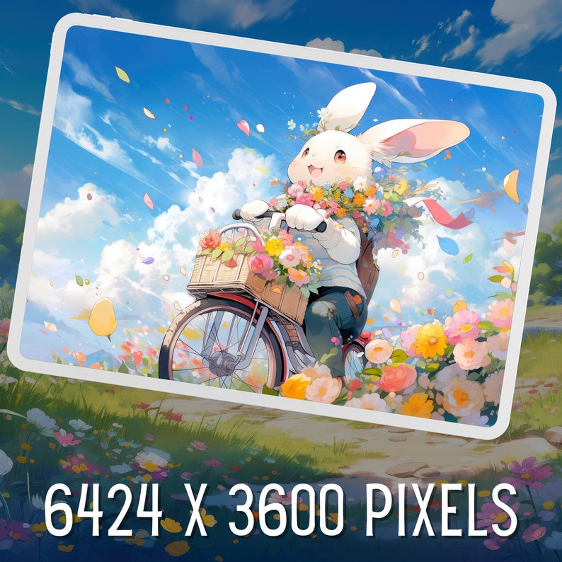 12 Cute Bunnies Wallpaper Bundle, Summer Clipart, Desktop Wallpaper ...