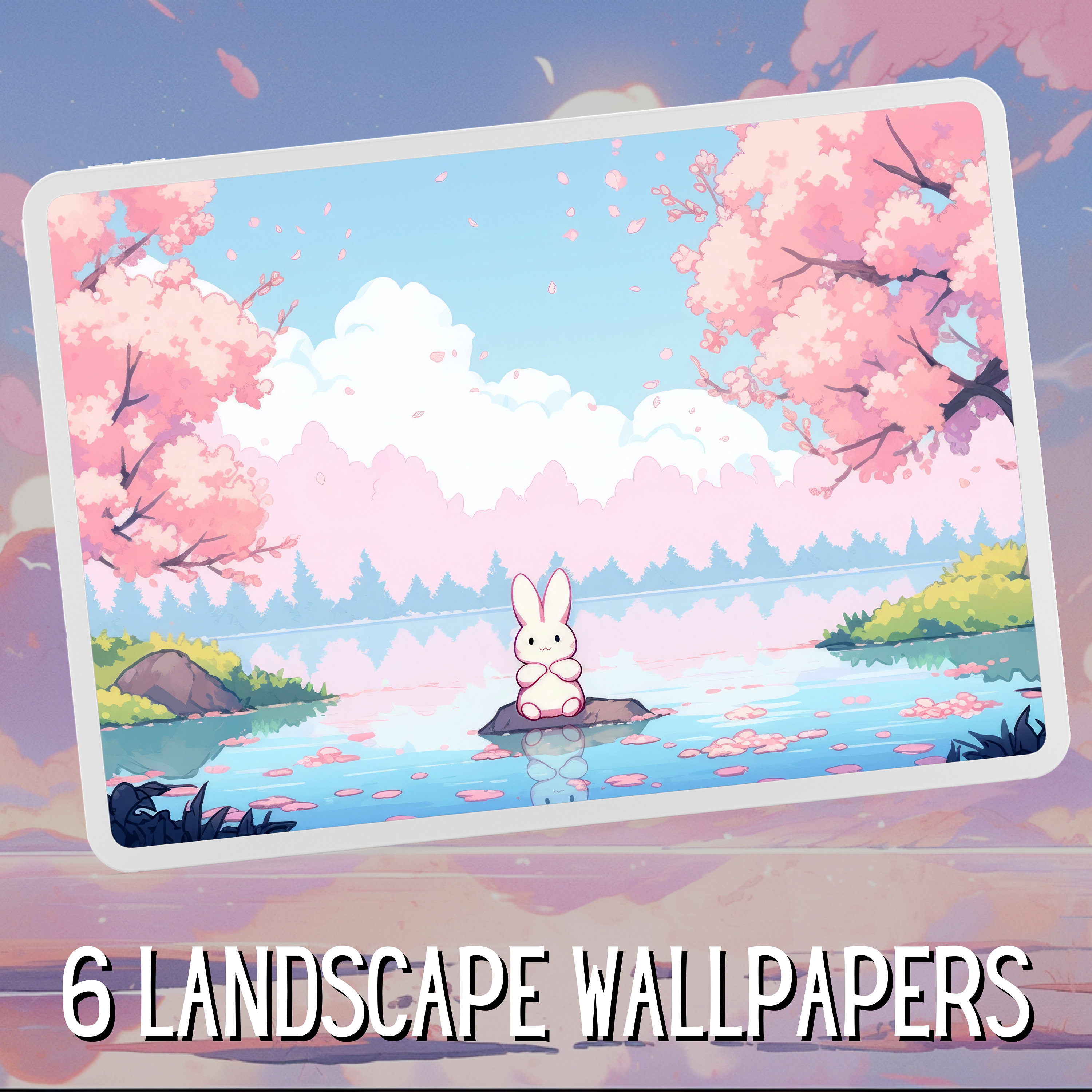 12 Pastel Bunnies Wallpaper Bundle Summer Wallpaper Ghibli Desktop ...