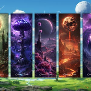 20 Alien Planet Scenes Bookmark Bundle, Sublimation Design, Science ...