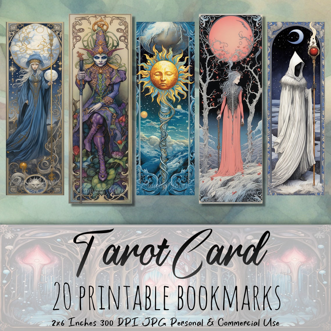20 Tarot Card Themed Printable Bookmark Bundle Sublimation - Etsy Canada
