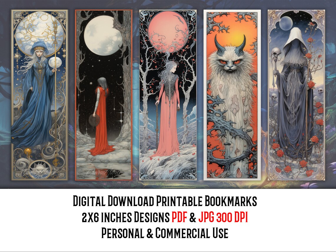 20 Tarot Card Themed Printable Bookmark Bundle, Sublimation Design ...