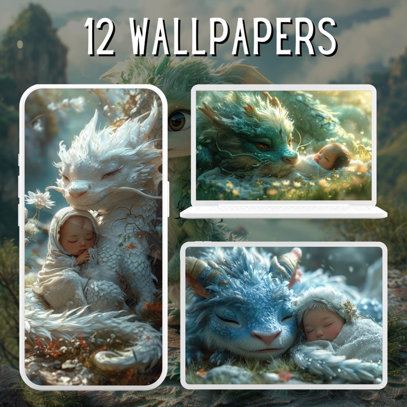 12 Cute Chinese Dragon Wallpaper Bundle Fantasy Wallpaper Desktop 4K ...