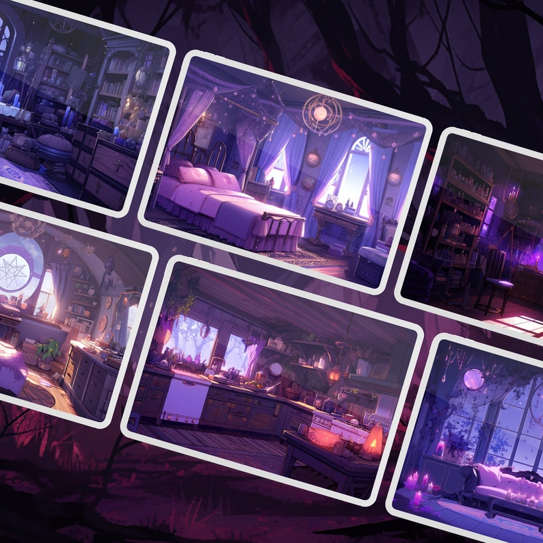 12 Witch Rooms Wallpaper Bundle, Desktop Wallpaper, Mobile Phone ...