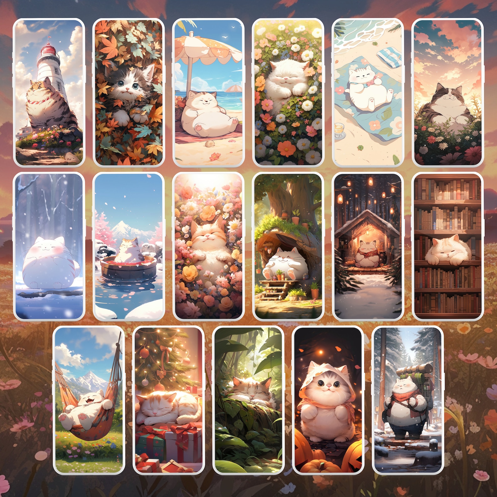 40 Cute Kawaii Chubby Cat Wallpaper Bundle Kitten Background Desktop ...