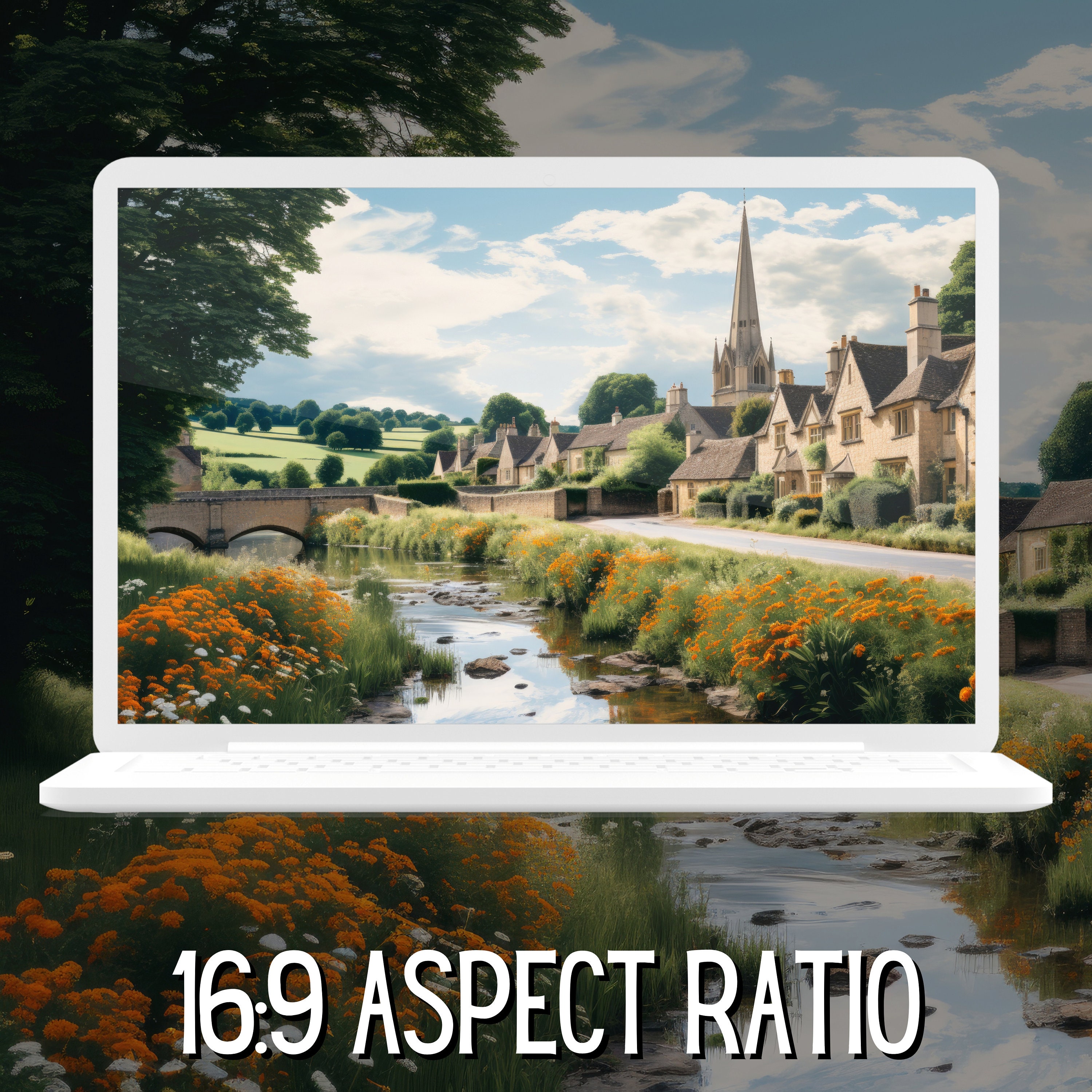 12 Summer Cotswolds England Village Scenery Wallpaper Bundle Desktop ...