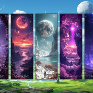 20 Alien Planet Scenes Bookmark Bundle, Sublimation Design, Science ...