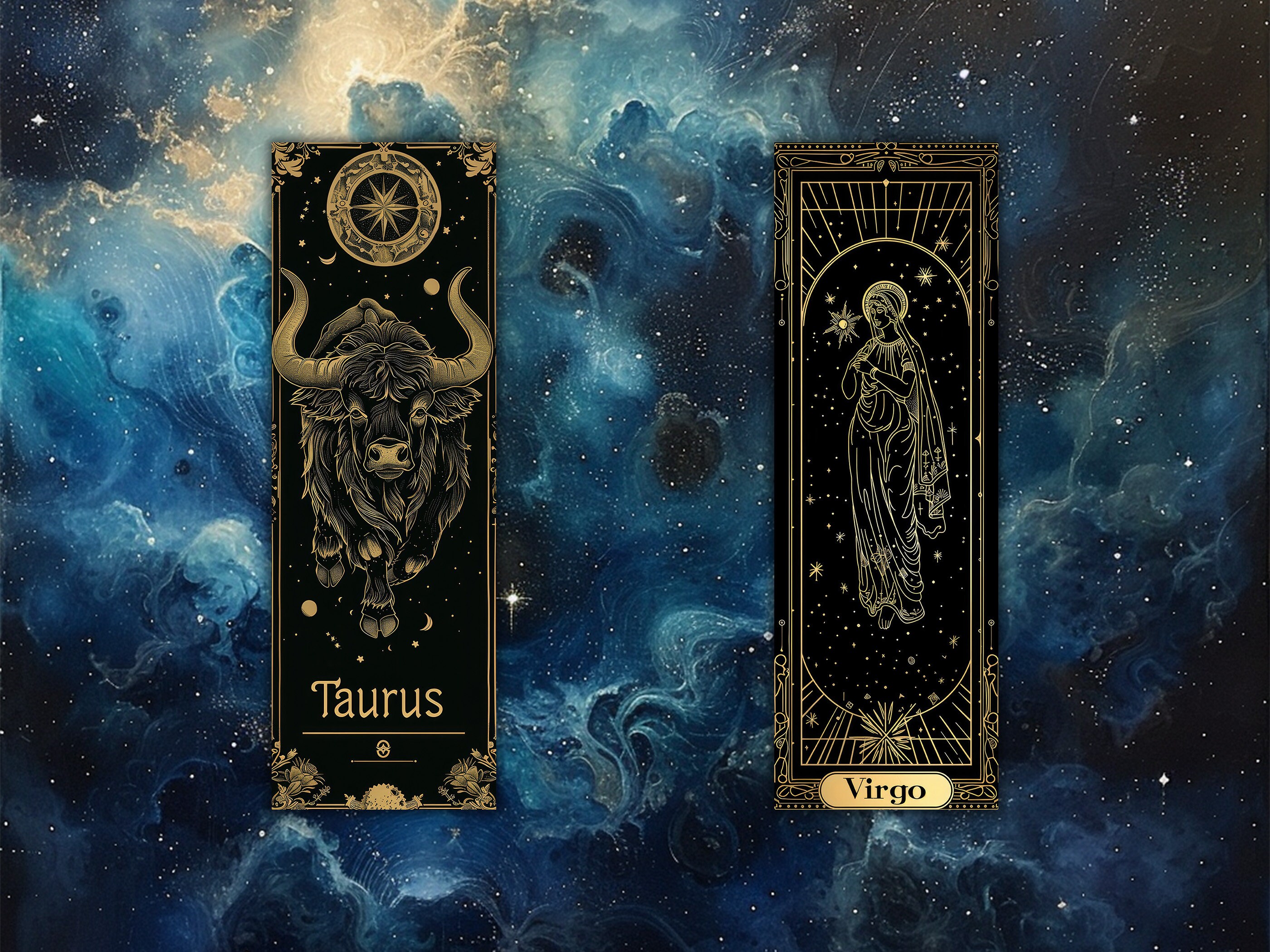 Zodiac Sign Tarot Card Bookmarks, Celestial Astrology (JPG & PNG) - Etsy