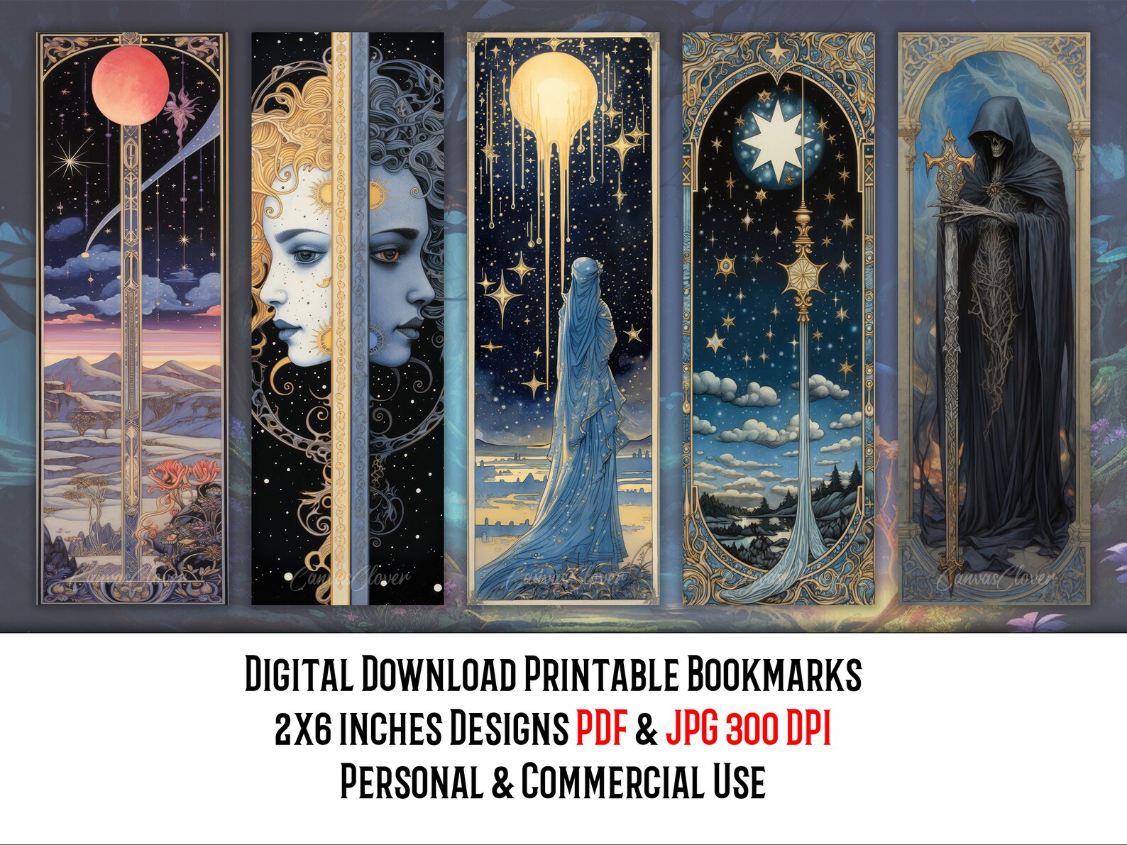 20 Tarot Card Themed Printable Bookmark Bundle, Sublimation Design ...