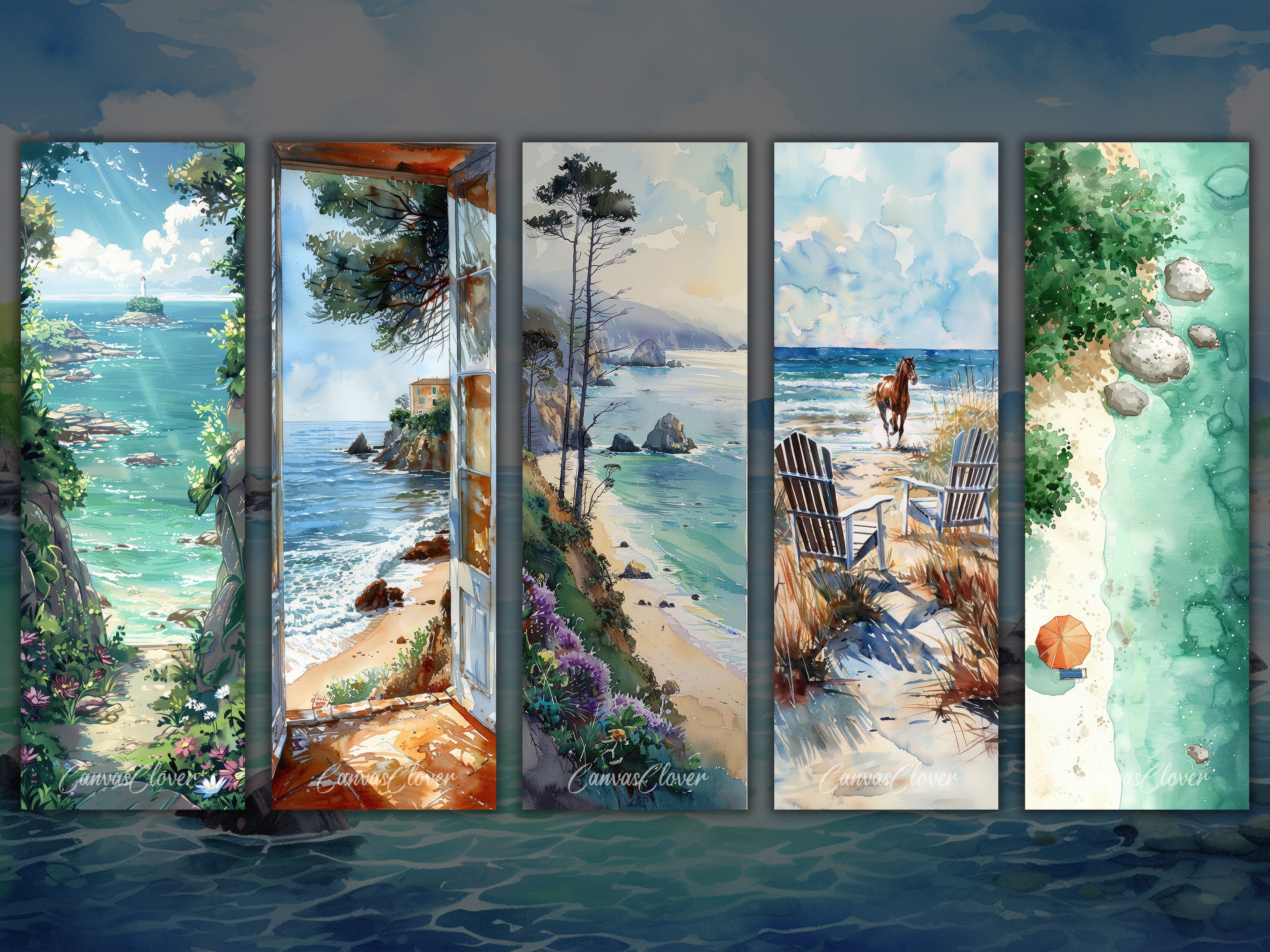 20 Summer Beach Scenes Bookmark Bundle, Sublimation Design, Ocean, Cute ...