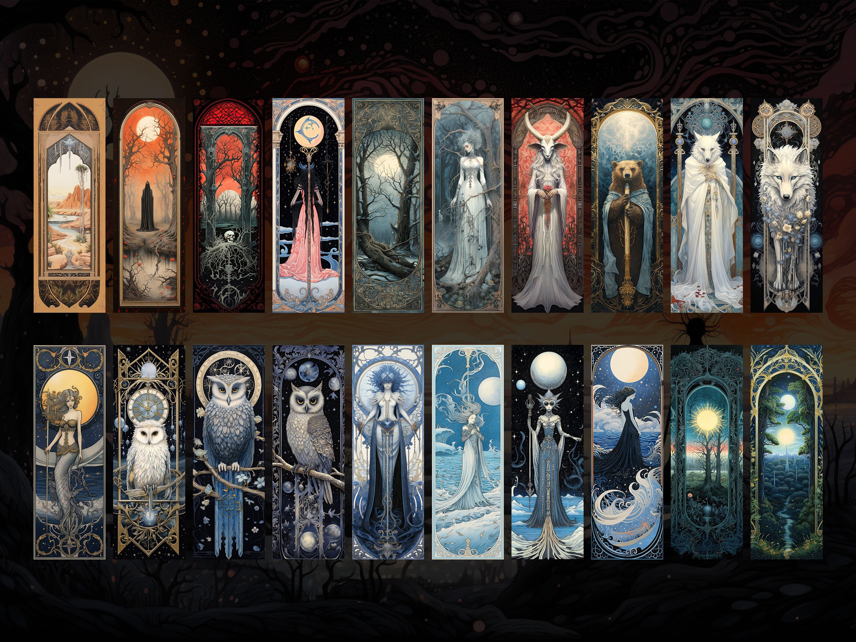100 Tarot Card Printable Bookmarks Watercolor Bundle, Print & Cut ...