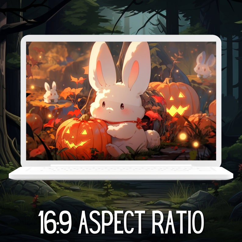 12 Cute Halloween Bunnies Wallpaper Bundle, Desktop Wallpaper, Mobile ...